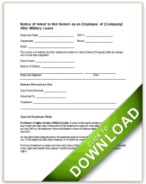 Notice of Employee's Intent to Not Return After Military Leave